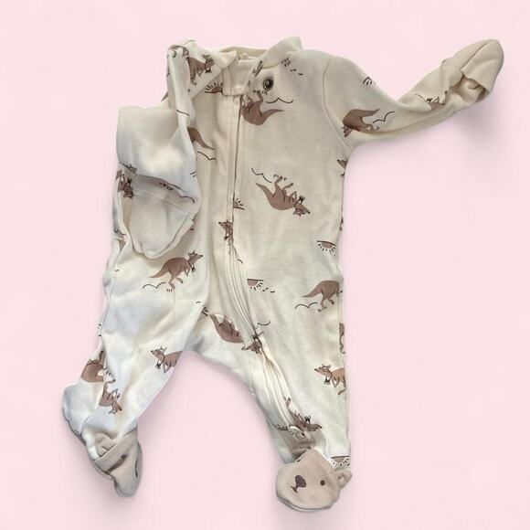 Carter's | One Pieces | Cream And Brown Baby Sleepsuit | Poshmark